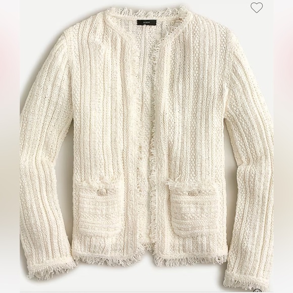 J. Crew | Sweaters | J Crew Sweater Jacket With Fringe Large Ribbed ...
